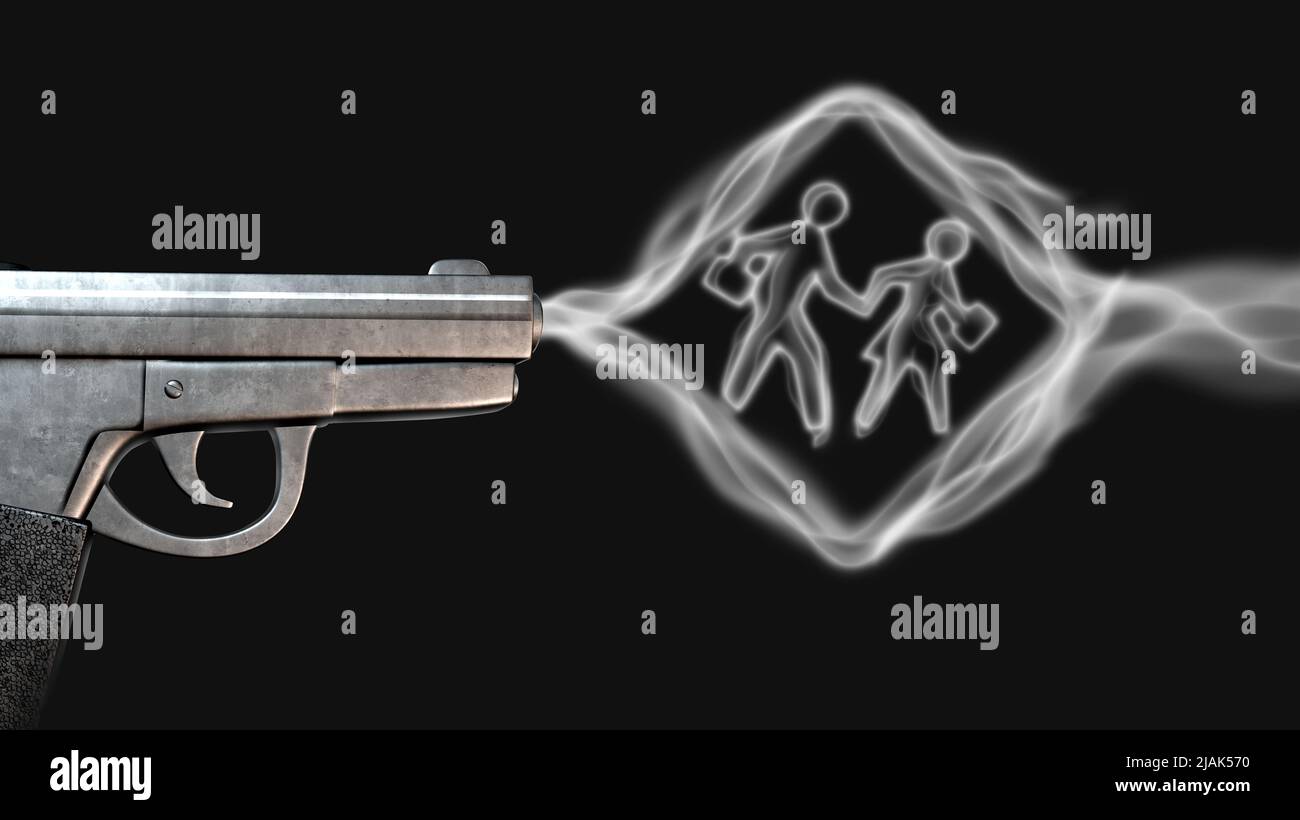 School shooting and student gun violence concept as a shooting tragedy ...