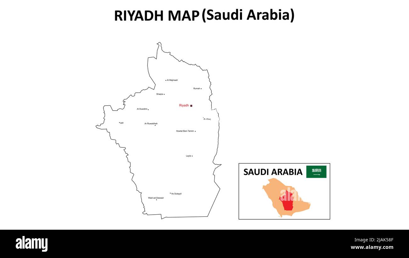 Riyadh Map. Riyadh Map of Saudi Arabia with white background and all ...
