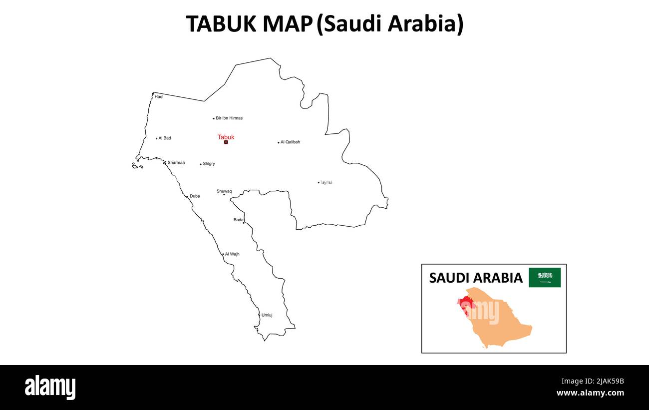 Tabuk Map. Tabuk Map of Saudi Arabia with white background and all ...
