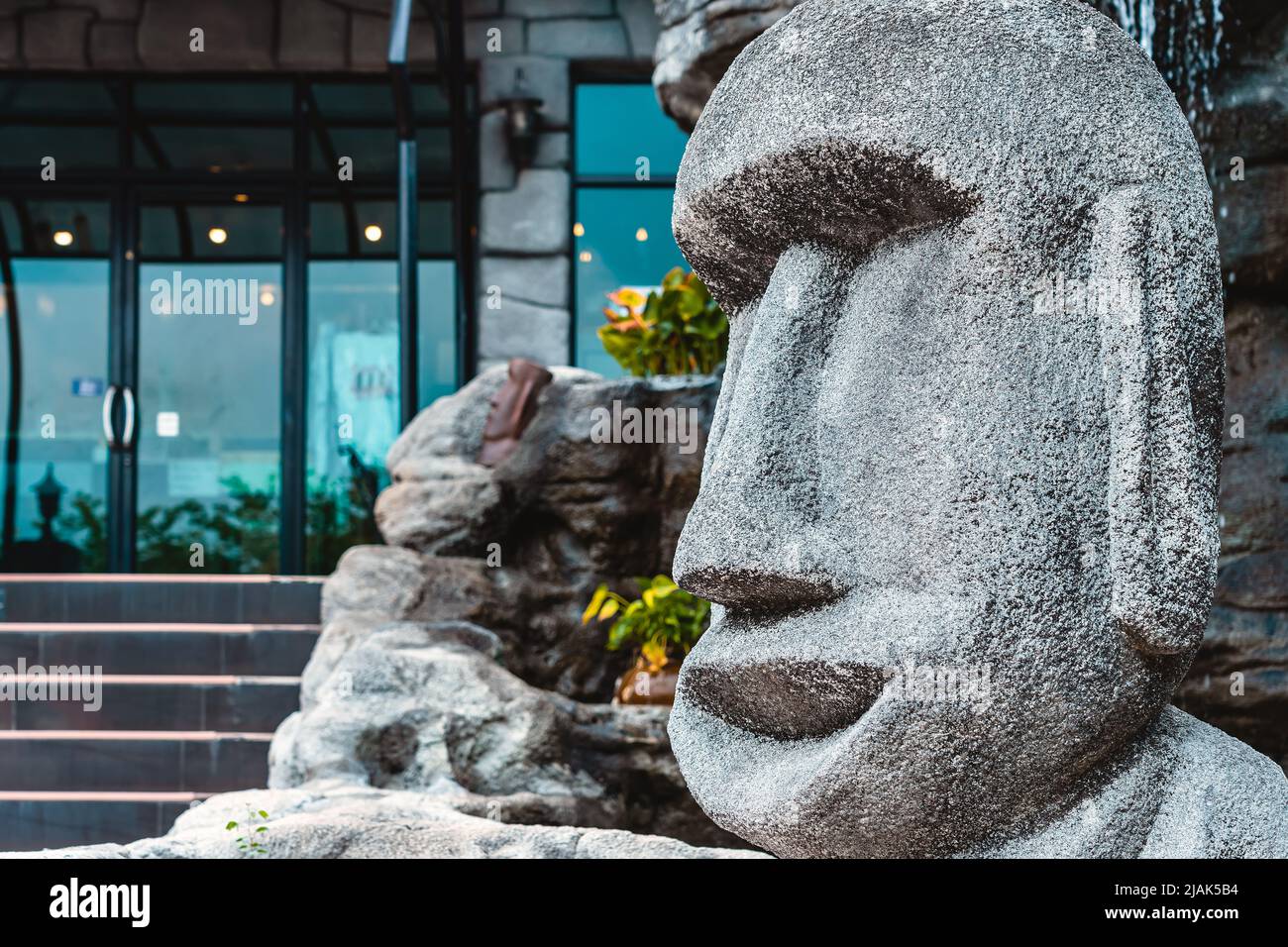 RATCHABURI, THAILAND-MAY 12, 2019 : Beautiful Moai imitation of the ...