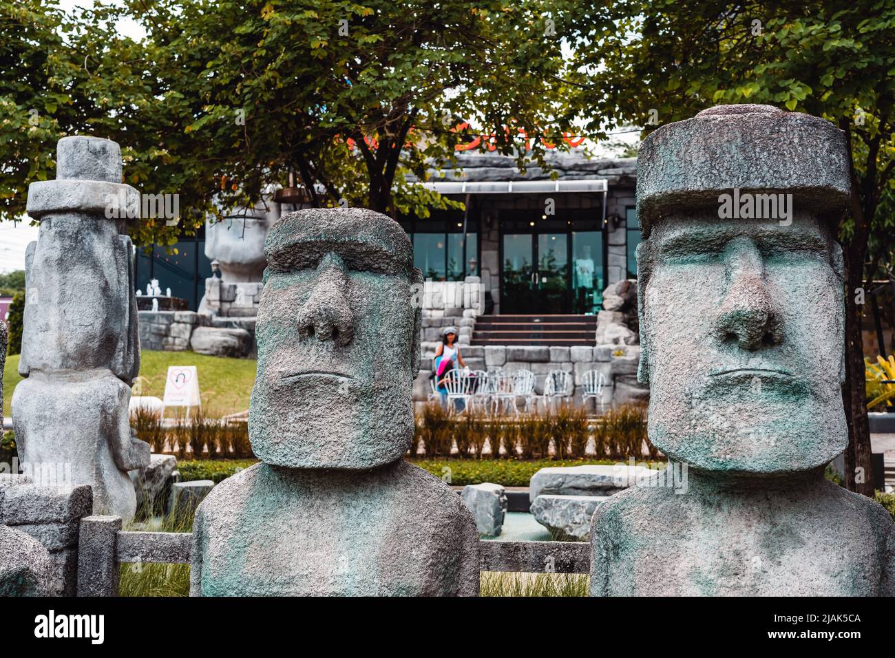 RATCHABURI, THAILAND-MAY 12, 2019 : Beautiful Moai imitation of the ...