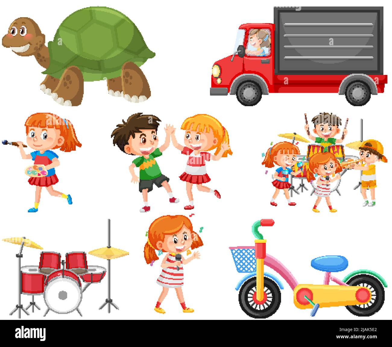 Set of different cute kids and objects illustration Stock Vector Image ...