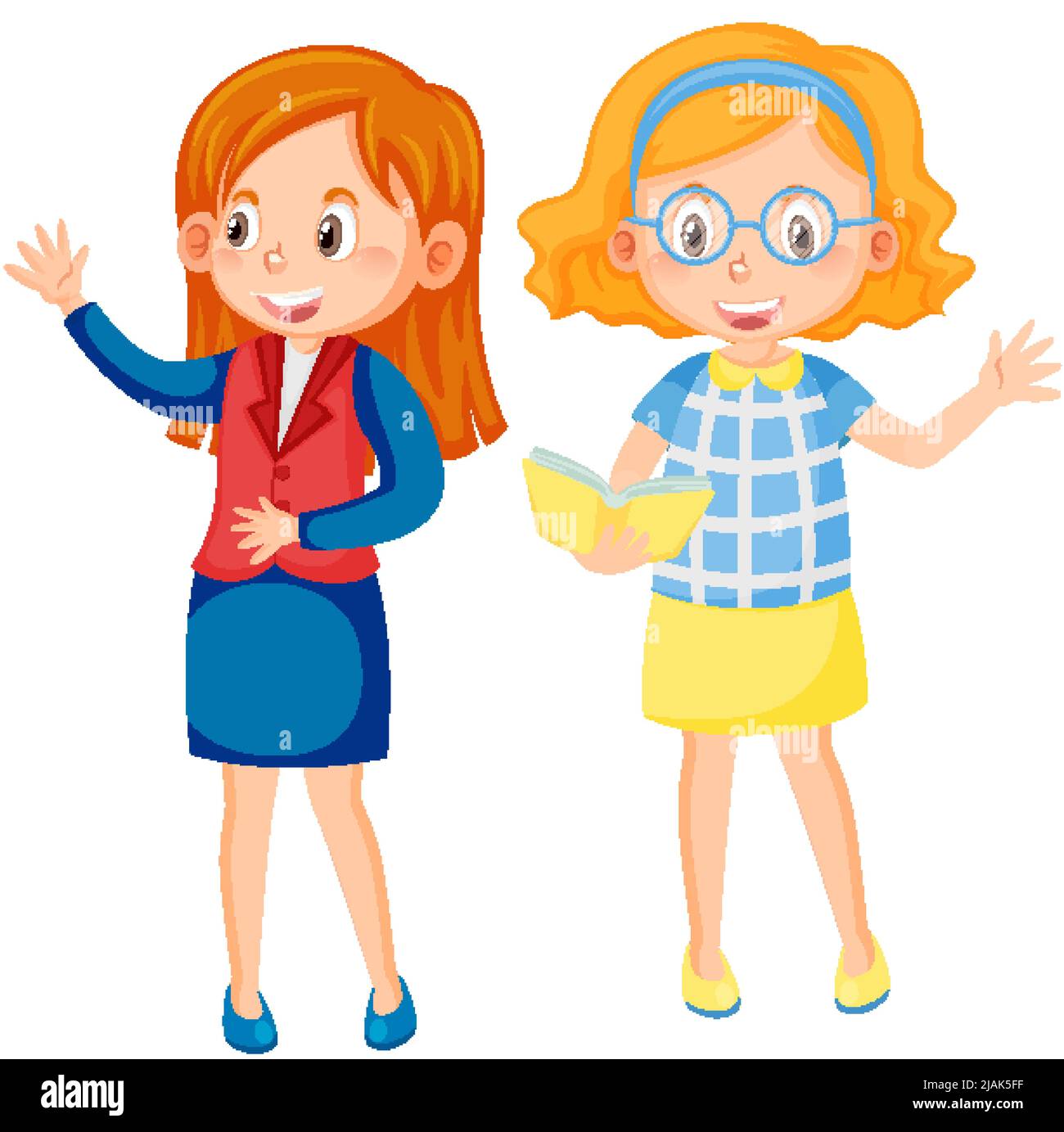 Two female teacher cartoon characters illustration Stock Vector Image ...