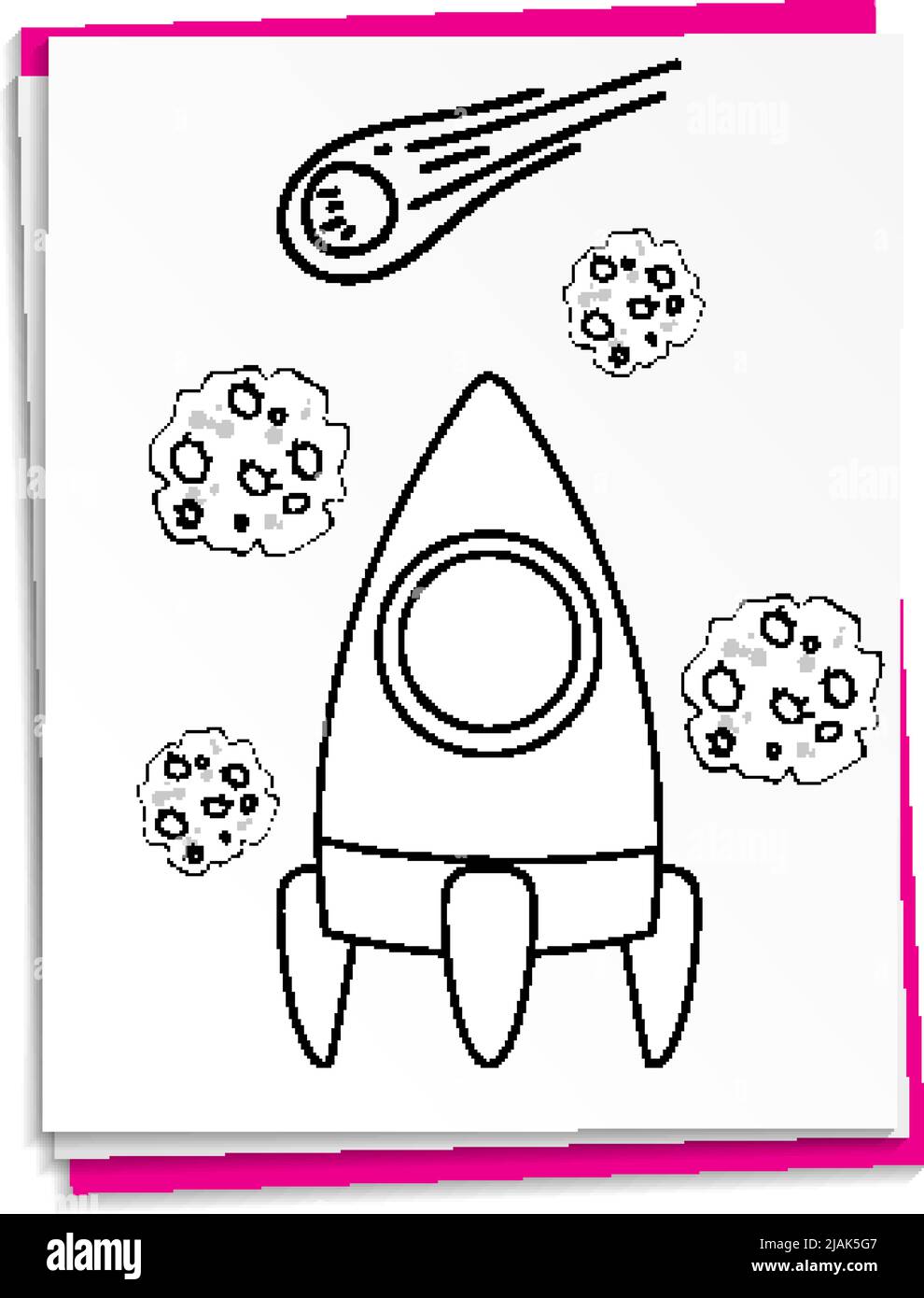 Hand drawn rocket on paper illustration Stock Vector Image & Art - Alamy