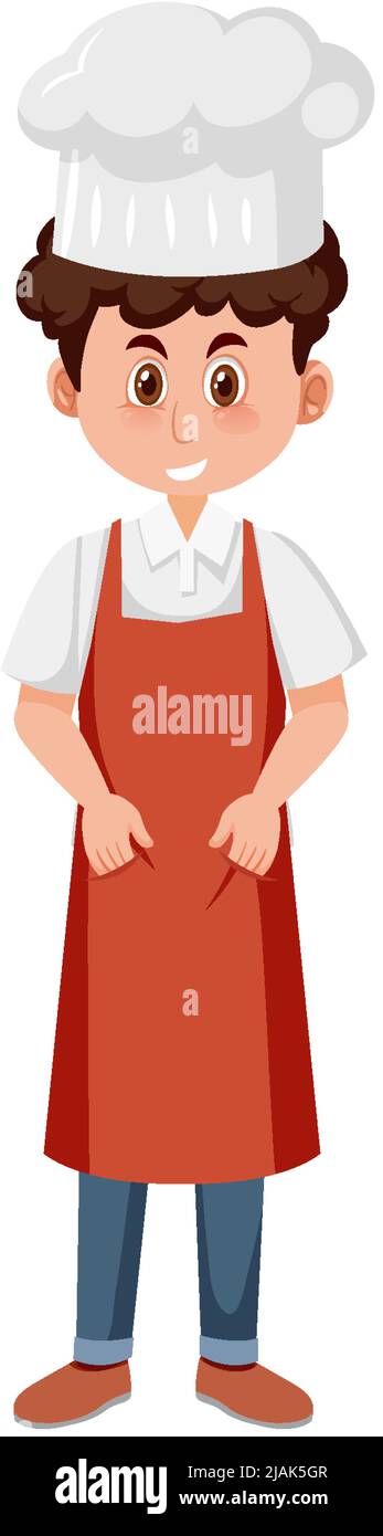 Male chef in red apron illustration Stock Vector Image & Art - Alamy