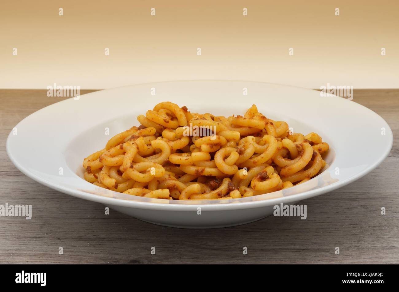 Italian Gramigna Pasta. Gramigna with bolognese ragù. Traditional ...