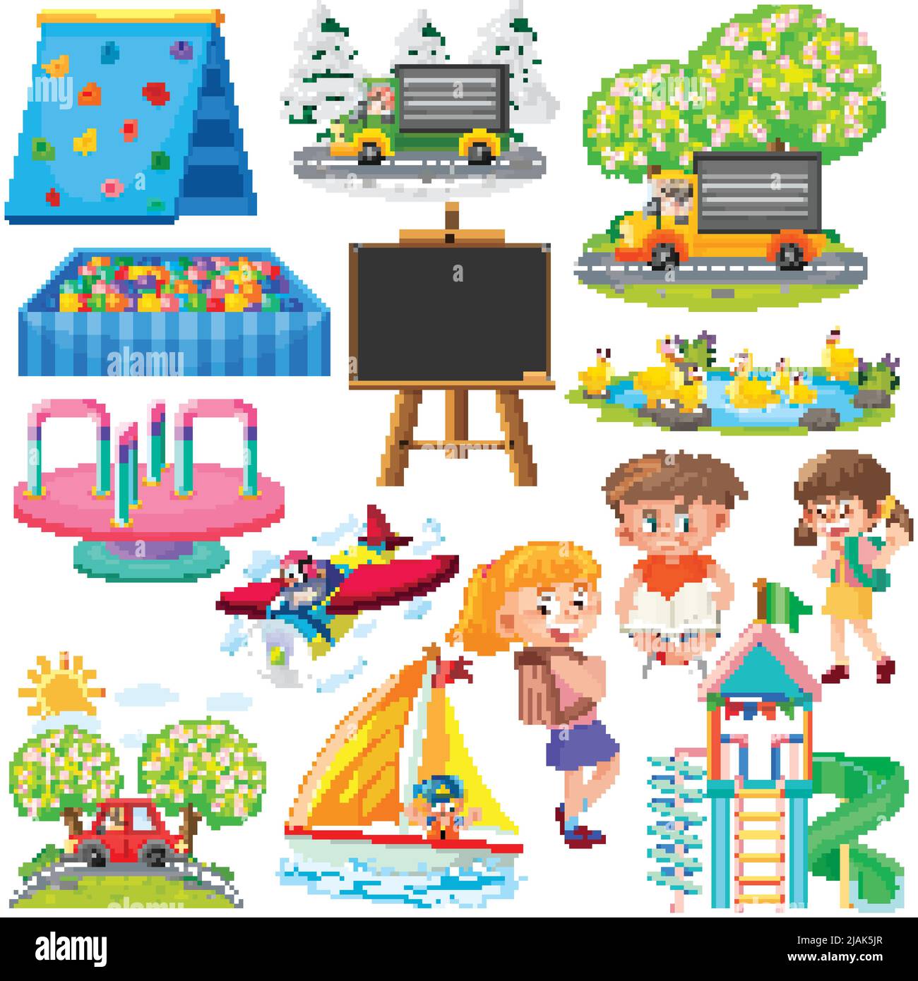 Set of different cute kids and objects illustration Stock Vector Image ...