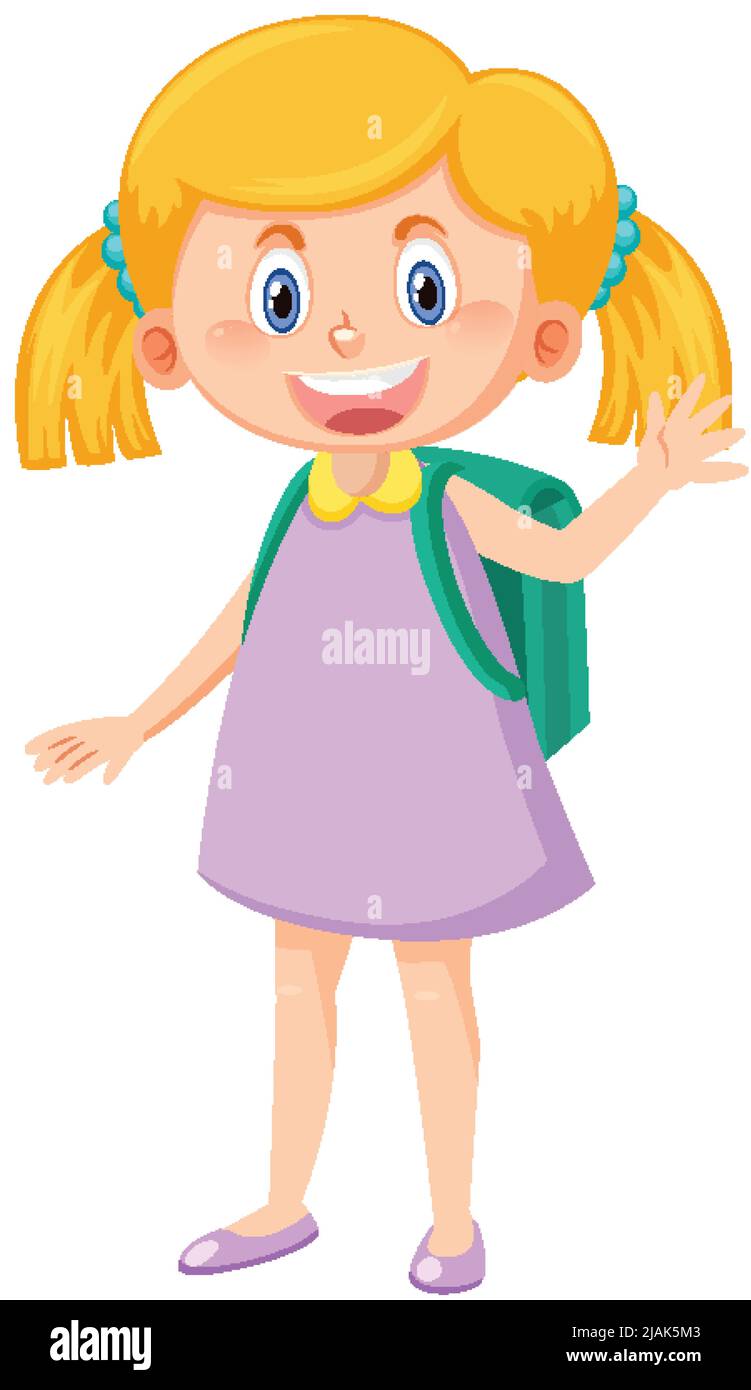 Female student cartoon character with backpack illustration Stock ...