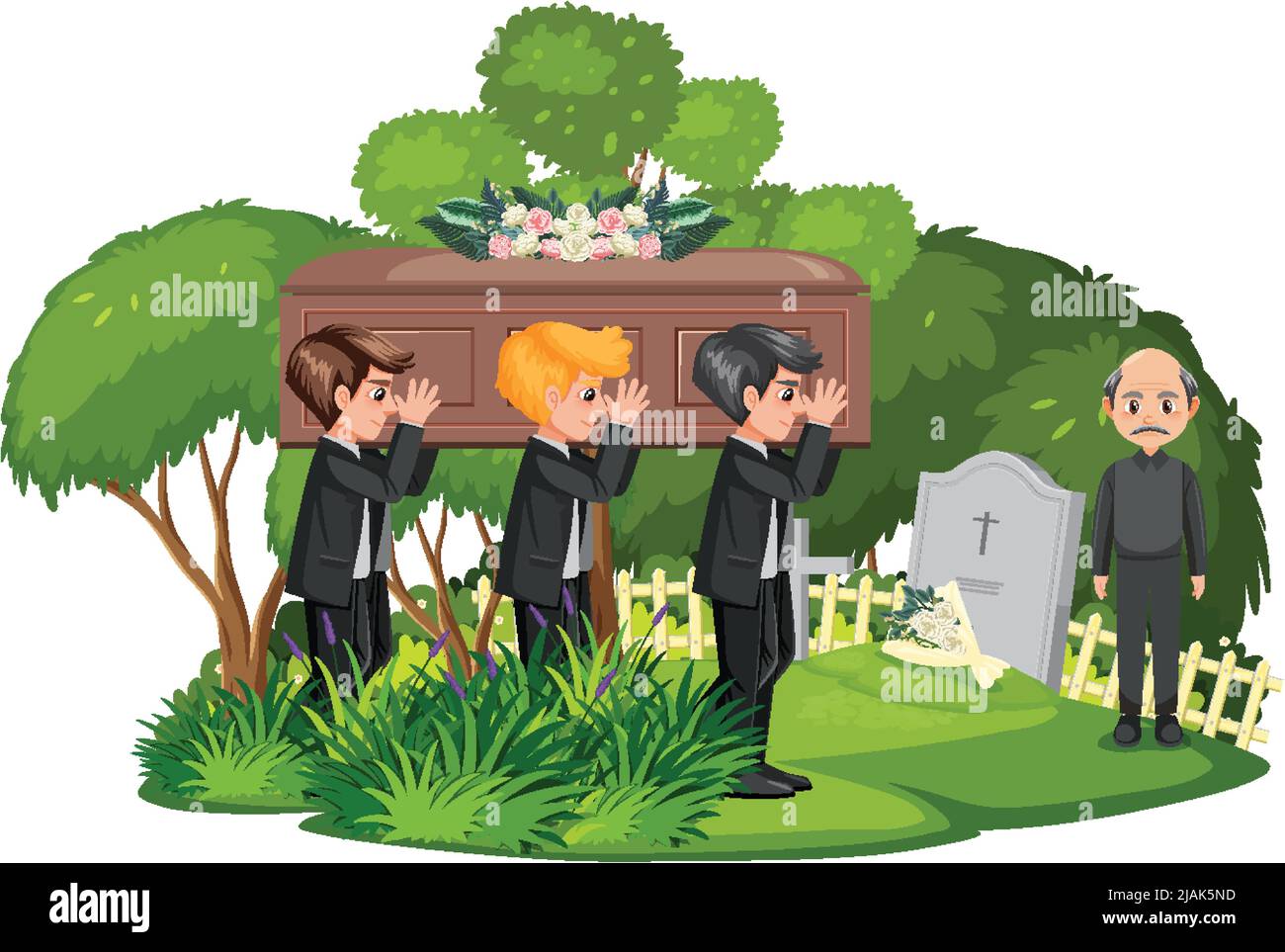 Funeral ceremony in Christian religion illustration Stock Vector Image ...