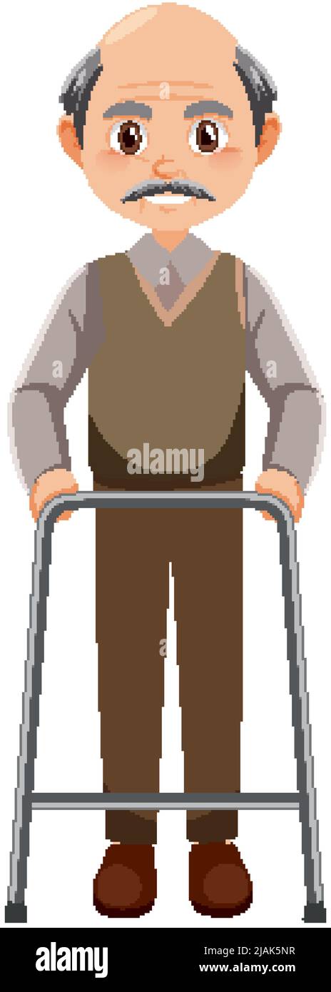 Elderly man with walker illustration Stock Vector Image & Art - Alamy