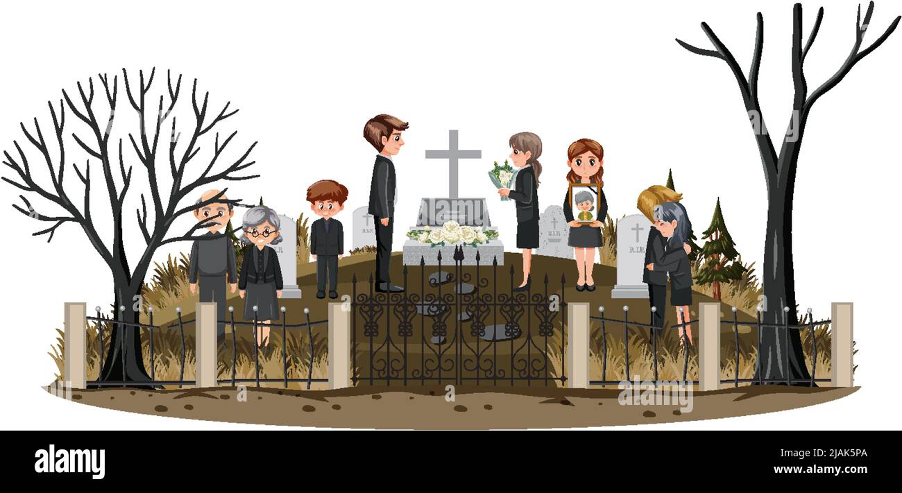 People at funeral ceremony illustration Stock Vector Image & Art - Alamy