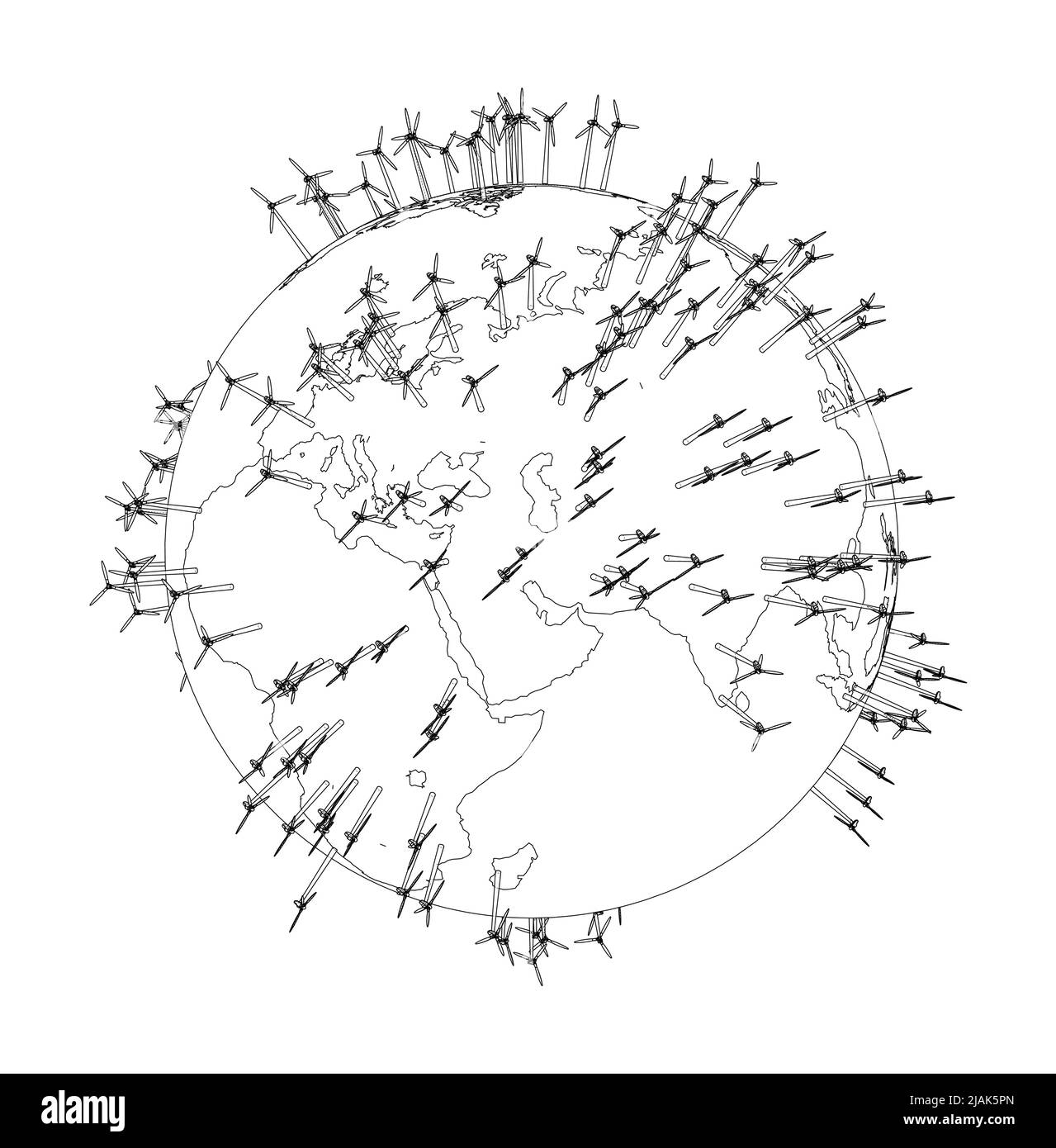 Electric wind turbines on Earth. Vector Stock Vector Image & Art - Alamy