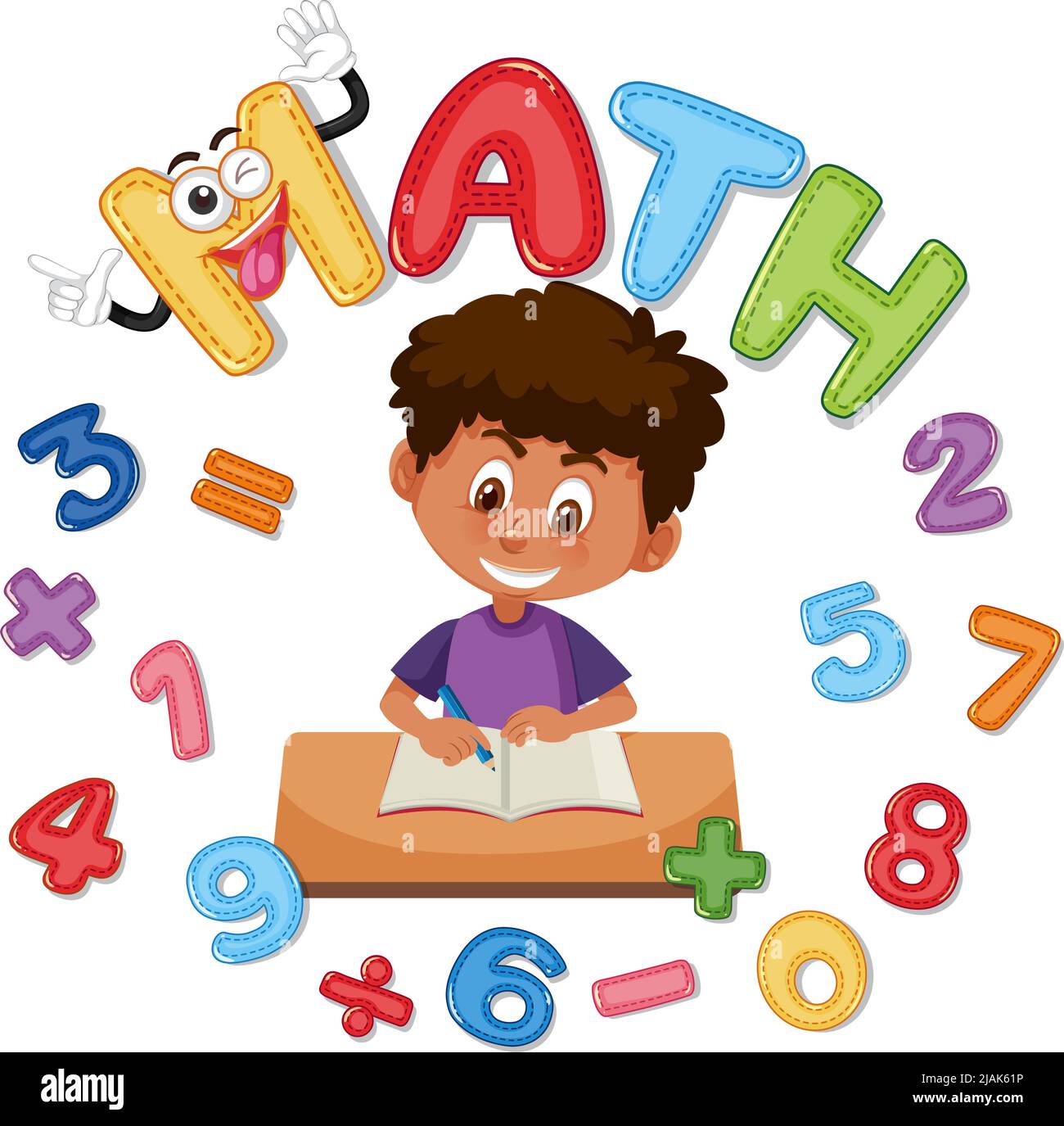 Font design for math with girl and numbers illustration Stock Vector ...