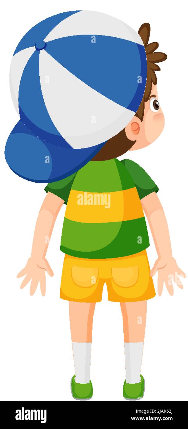 Back of little boy cartoon character illustration Stock Vector Image ...