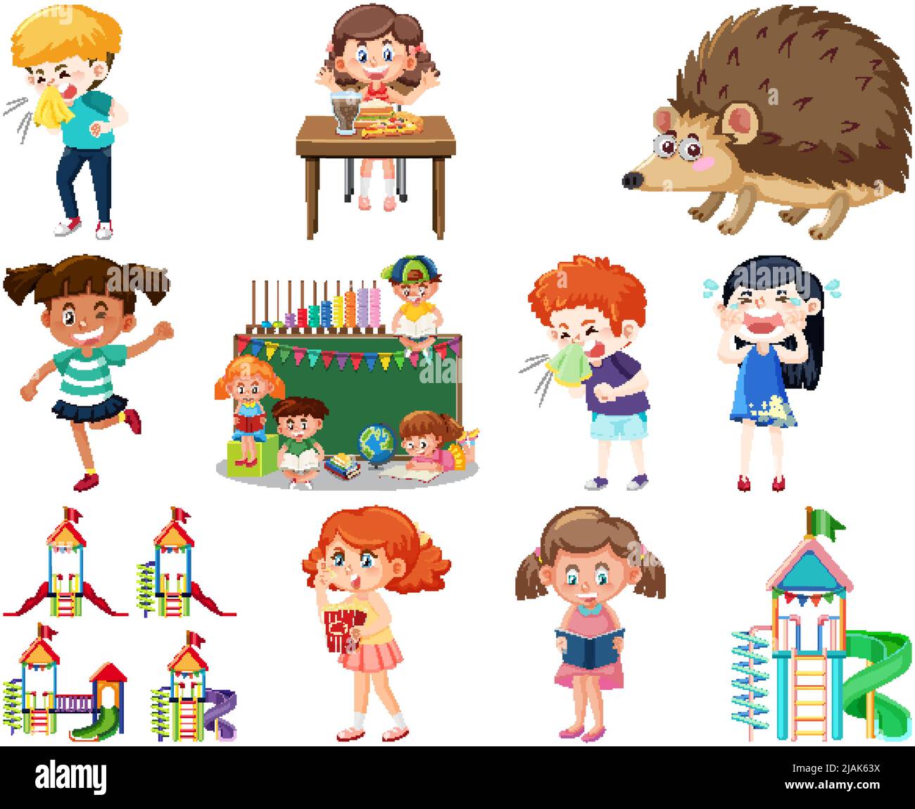 Set of different cute kids and objects illustration Stock Vector Image ...