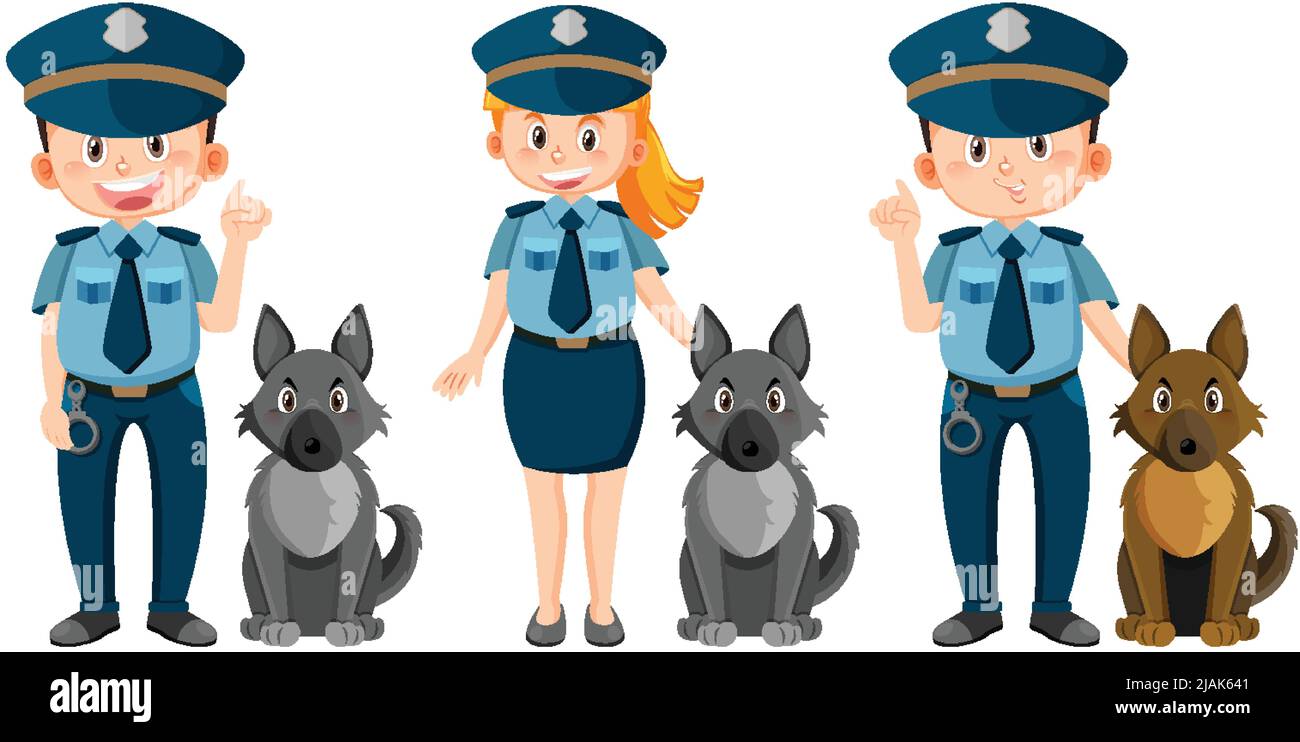 Police officer cartoon character on white background illustration Stock ...