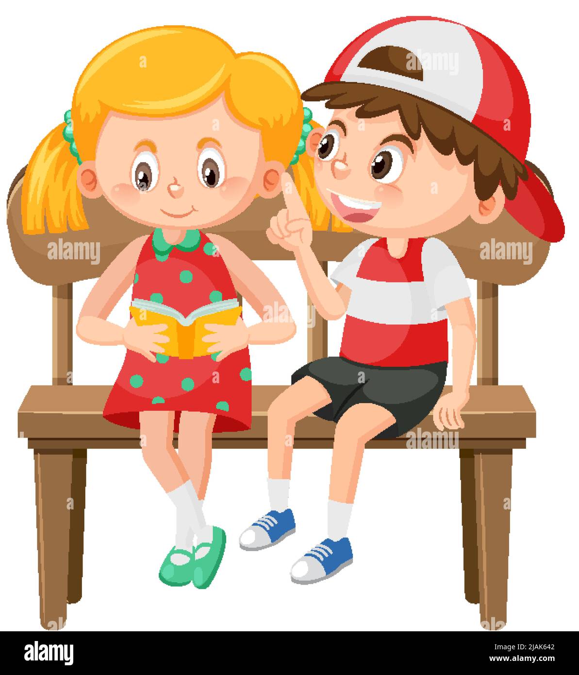 2 people sitting on a bench Stock Vector Images - Alamy