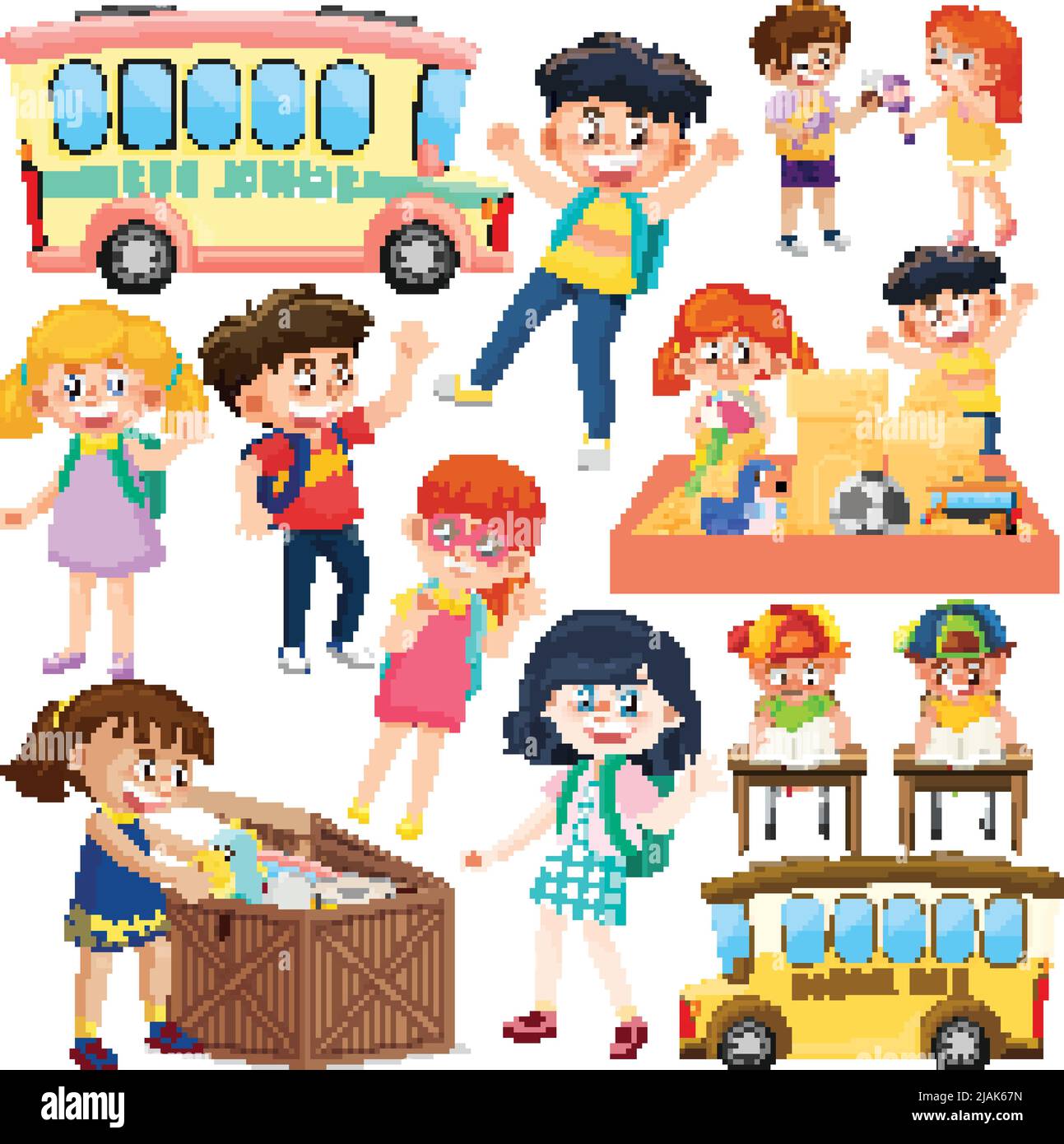 Set of different cute kids and objects illustration Stock Vector Image ...