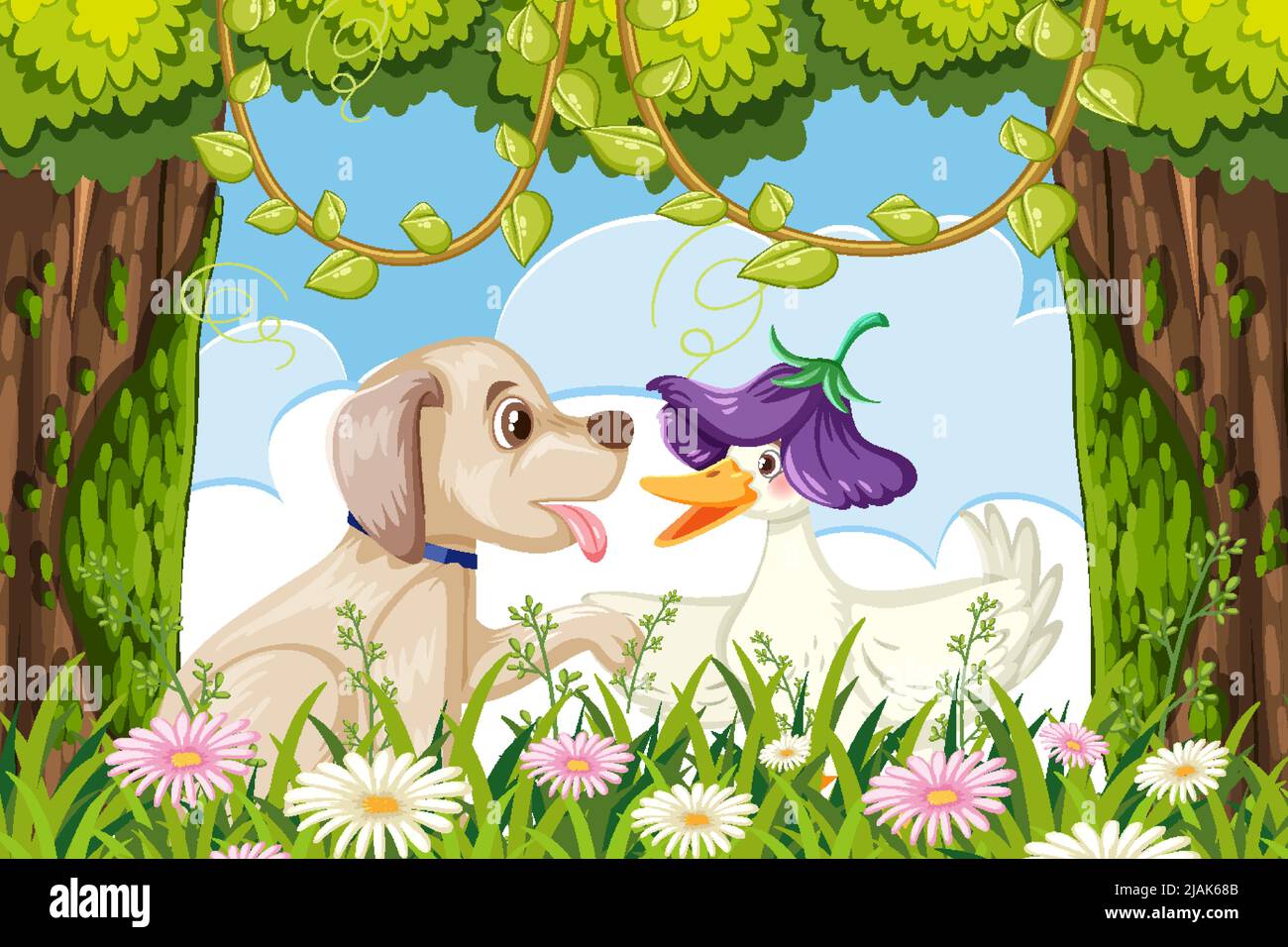 Friendly animal in nature scene illustration Stock Vector Image & Art ...