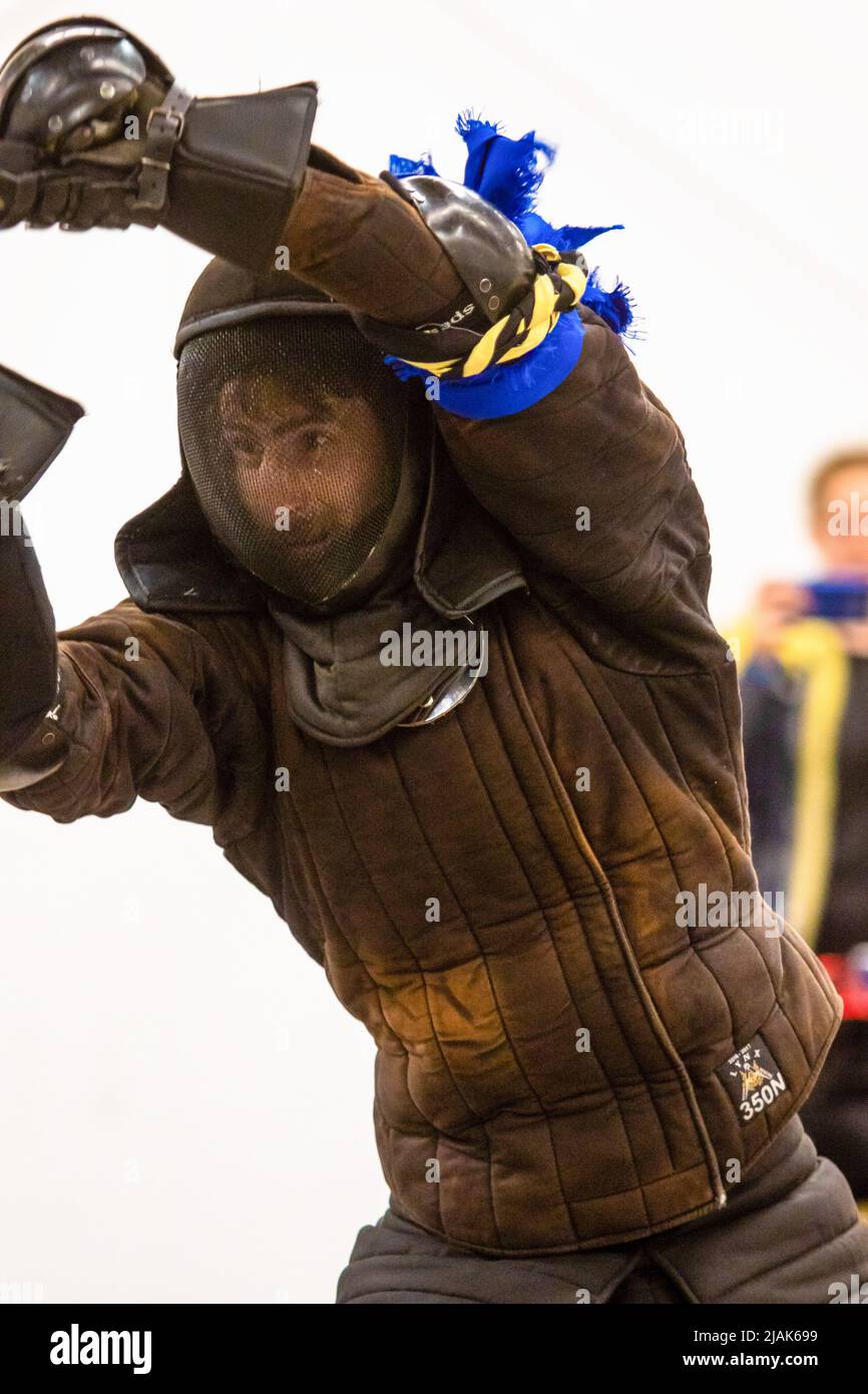 Carson, United States. 29th May, 2022. A fencer lunges at his opponent ...