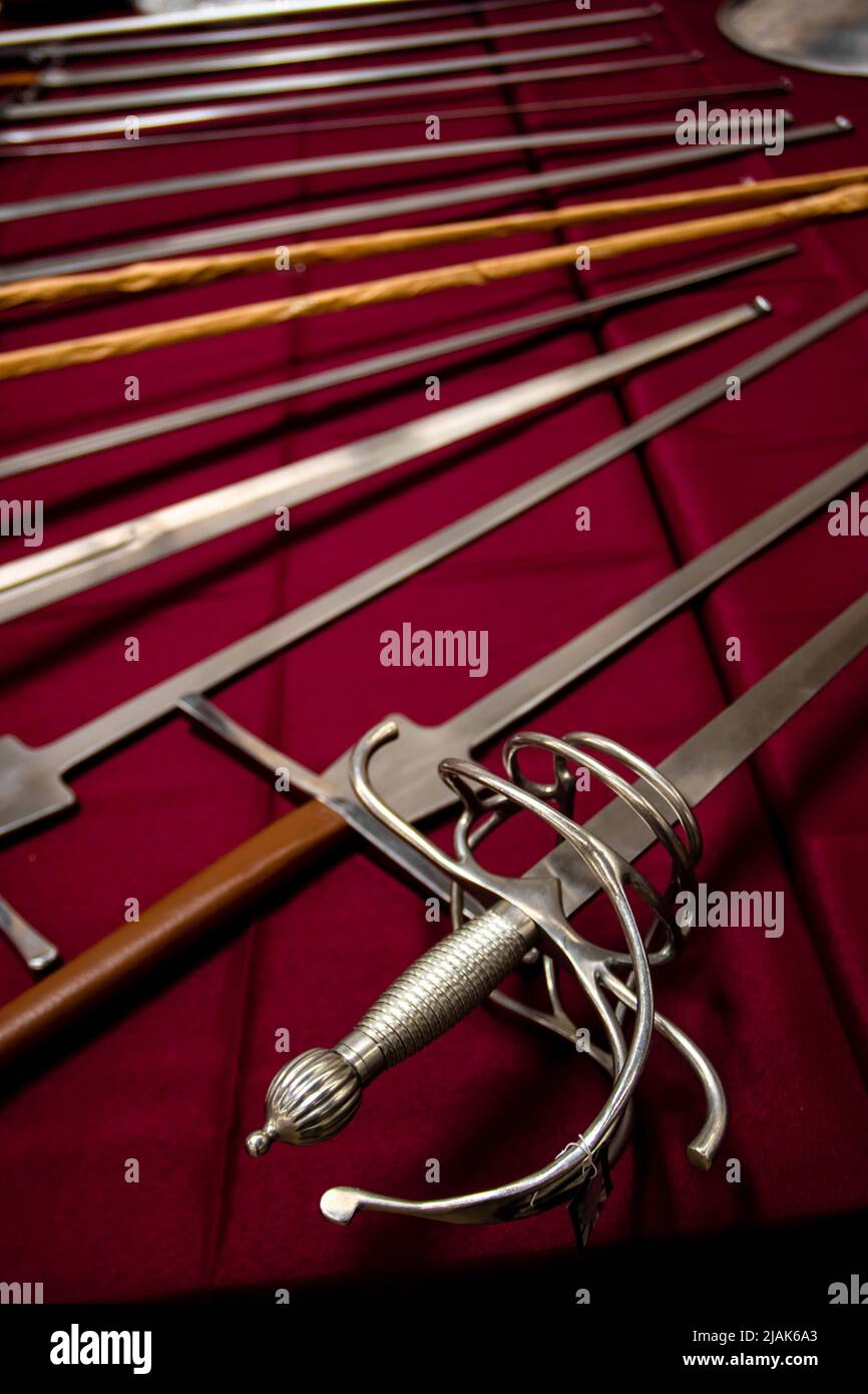 Carson, United States. 29th May, 2022. Competition swords on display ...