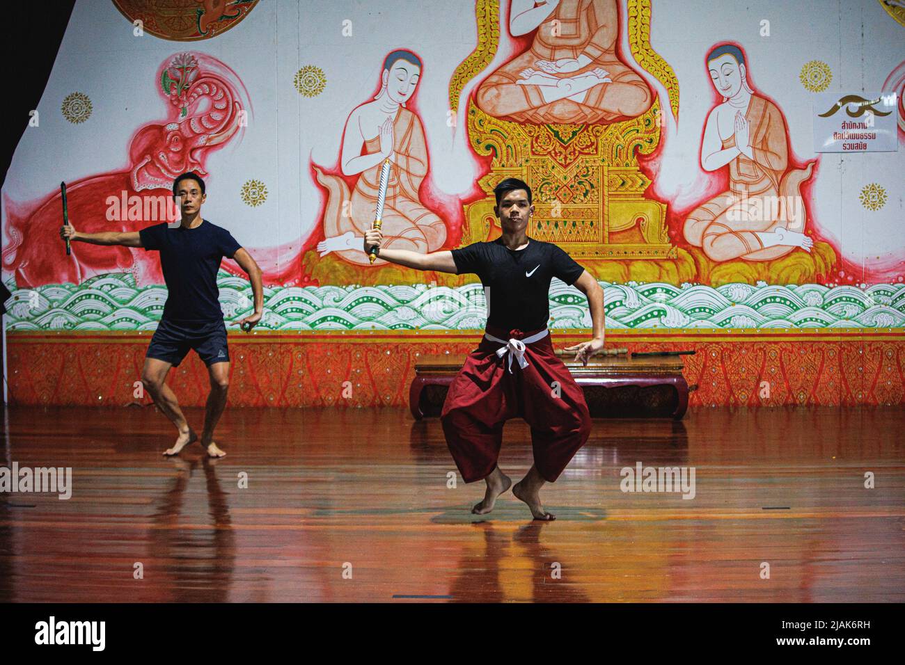 Bangkok, Thailand. 29th May, 2022. Khon performers seen practicing at ...