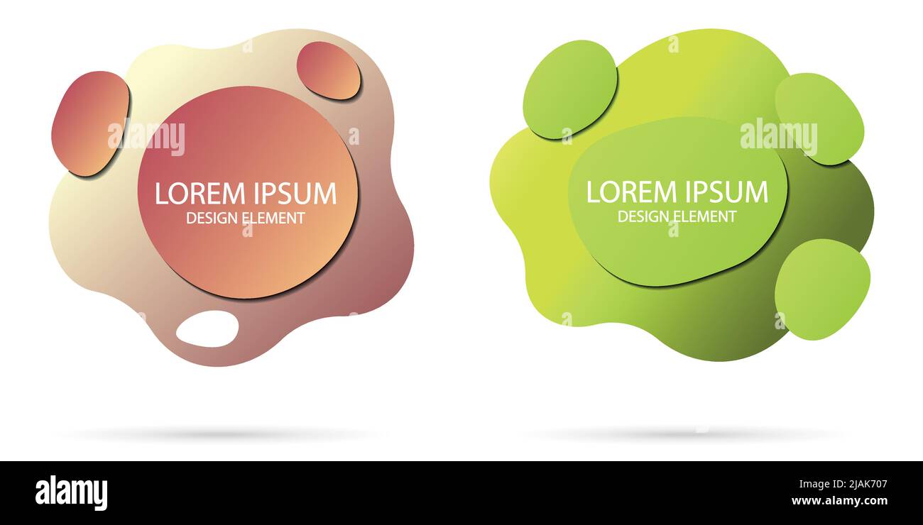 Fluid frame isolated on white background. Set of abstract liquid shapes ...