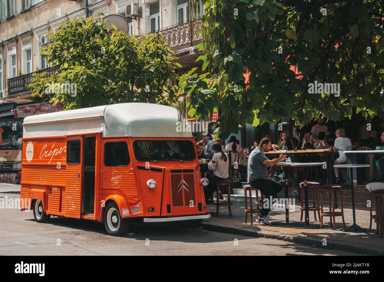 Odessa, Ukraine - September 5, 2021: Red old French bus Citroen in the ...