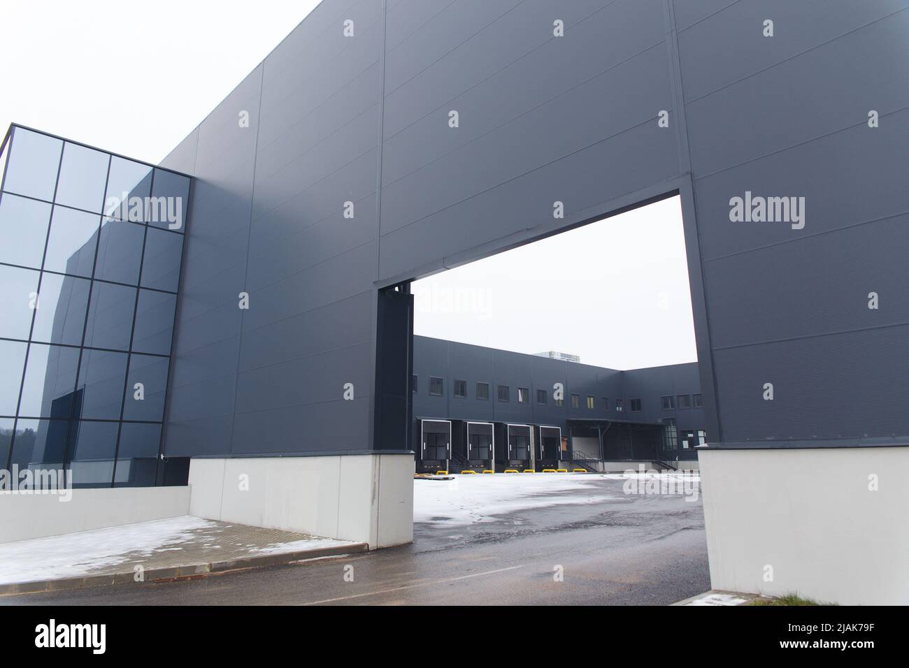 Entry in a distribution warehouse with cargo doors for loading goods ...