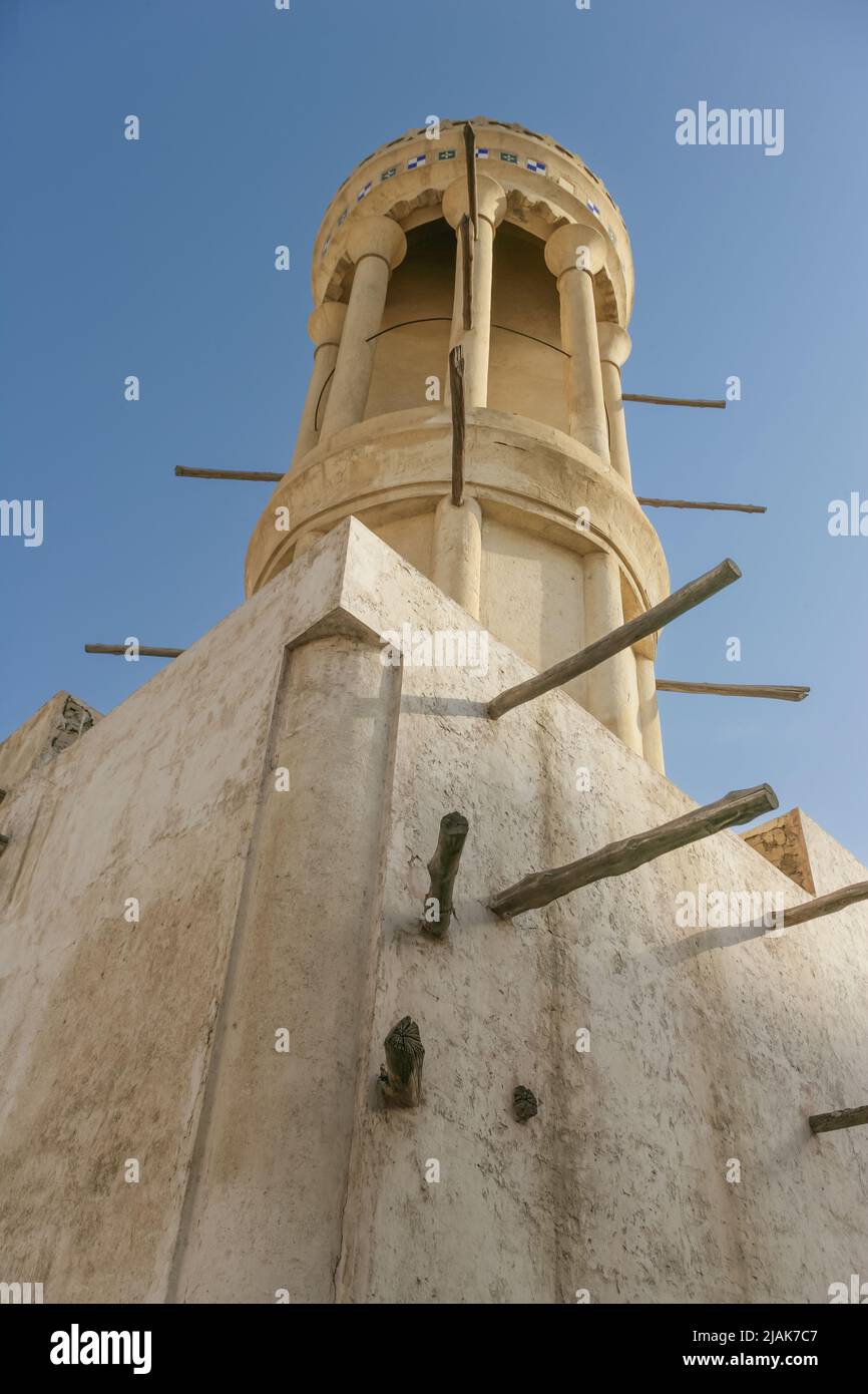 The unique round watchtower at Ibrahim Al Midfa's majlis, now a museum ...