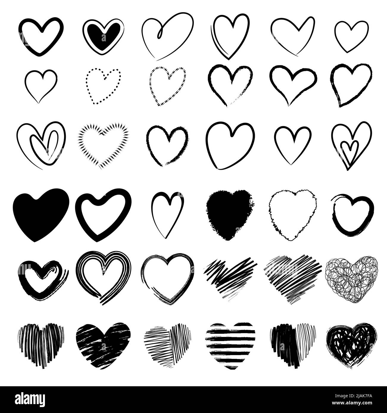 Drawing of hearts, doodle and freehand sketch of hearts. vector ...
