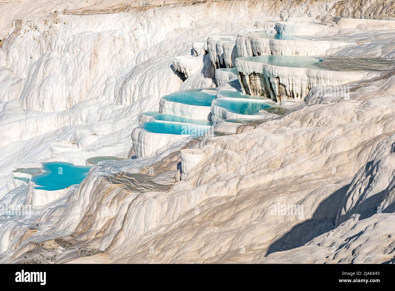 Beautiful aqua blue pools of natural mineral rich spring water with ...