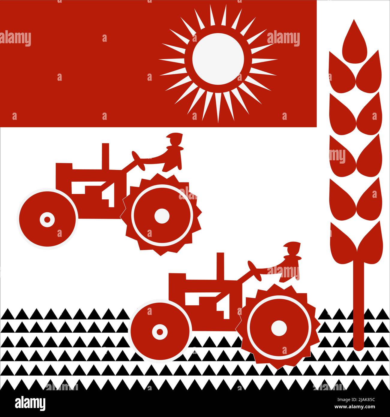 Agriculture concept. Tractor plows the field. The process of tillage ...