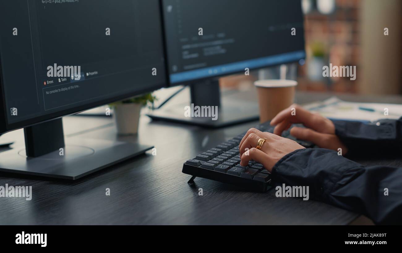 Focus on programer hands typing hi-res stock photography and images - Alamy