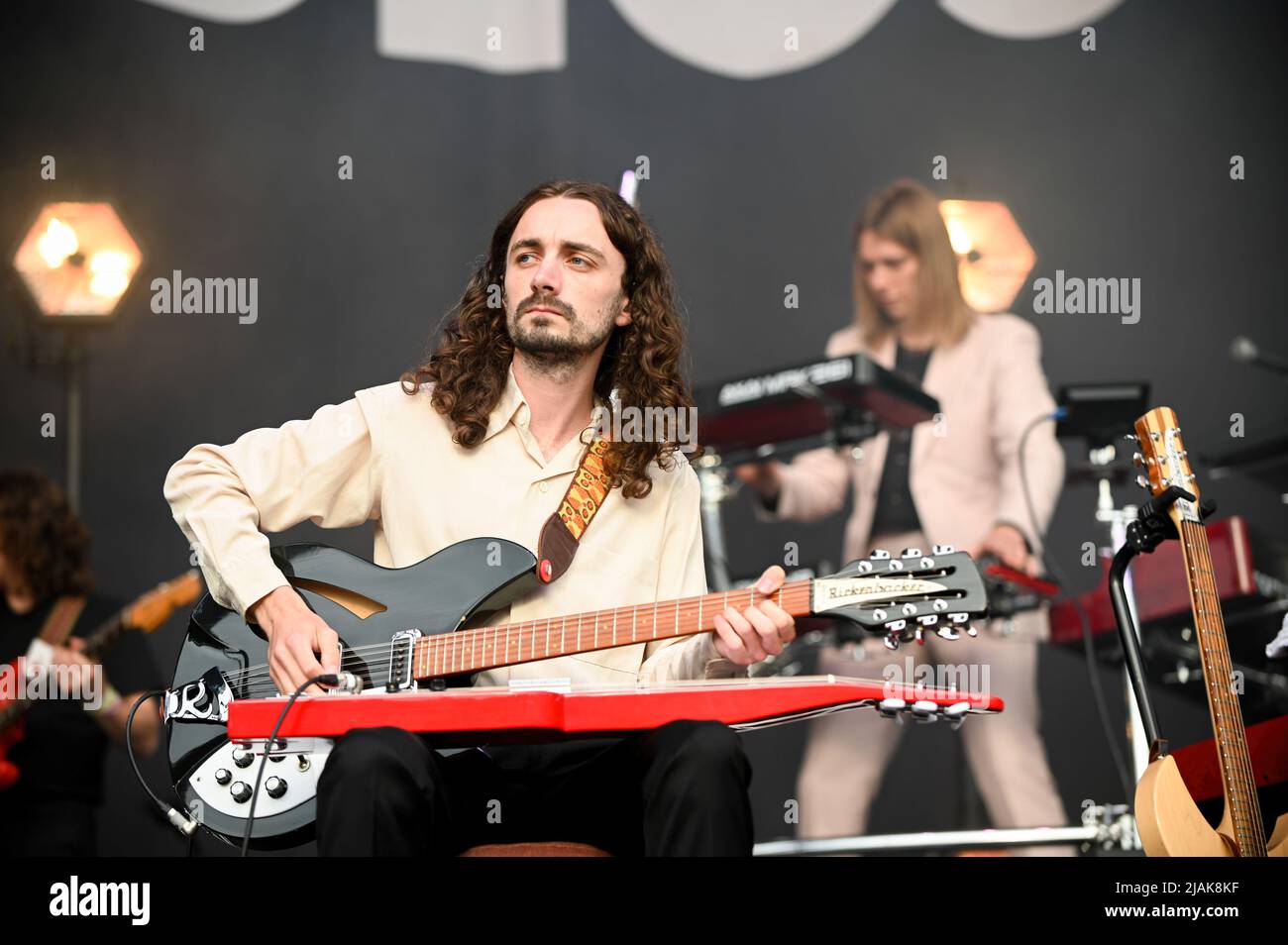Josh Dewhurst of Blossoms Pop band performs live on stage at the Tramlines Festival in Sheffield ...