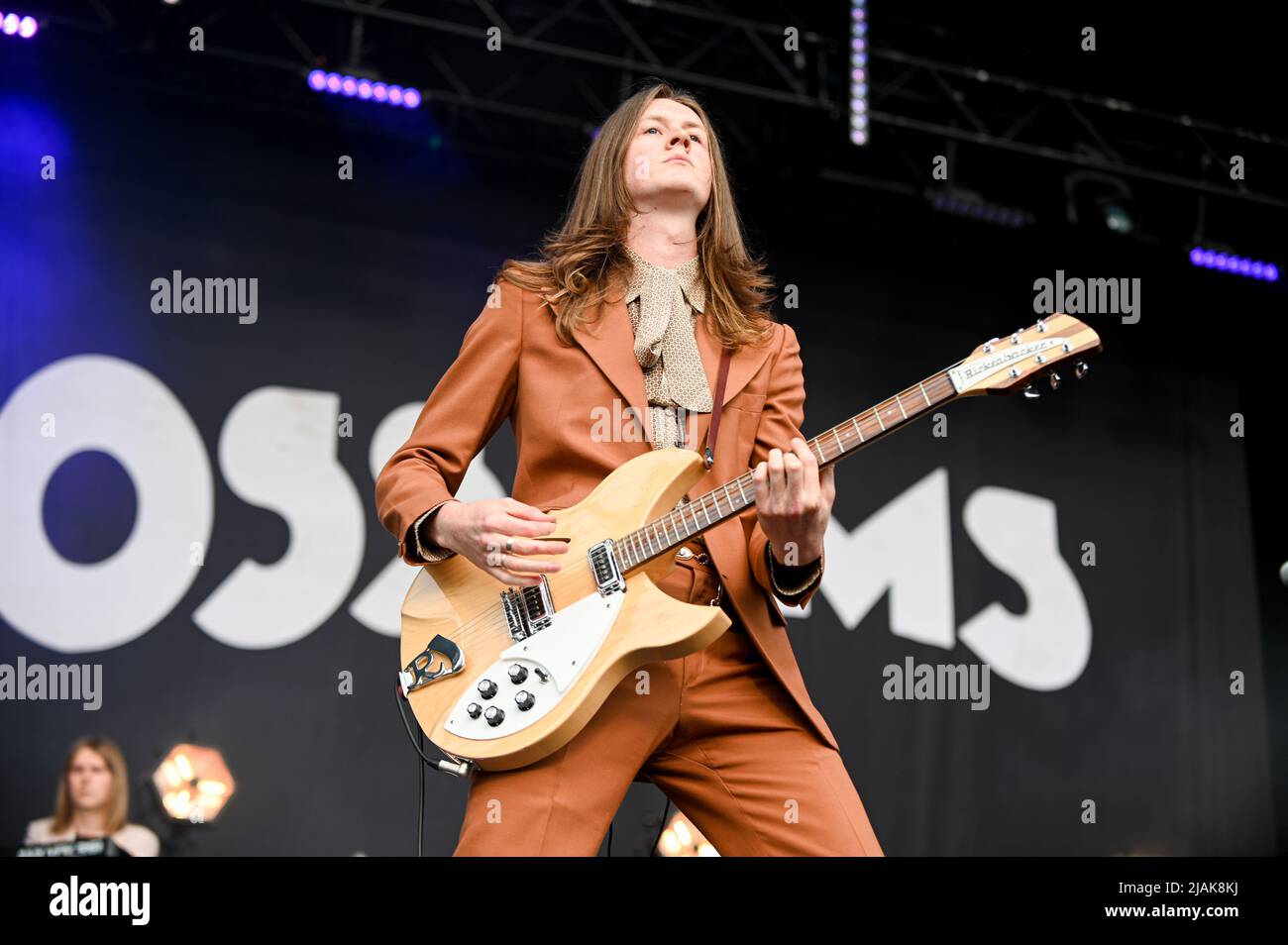 Tom Ogden of Blossoms Pop band performs live on stage at the Tramlines Festival in Sheffield ...