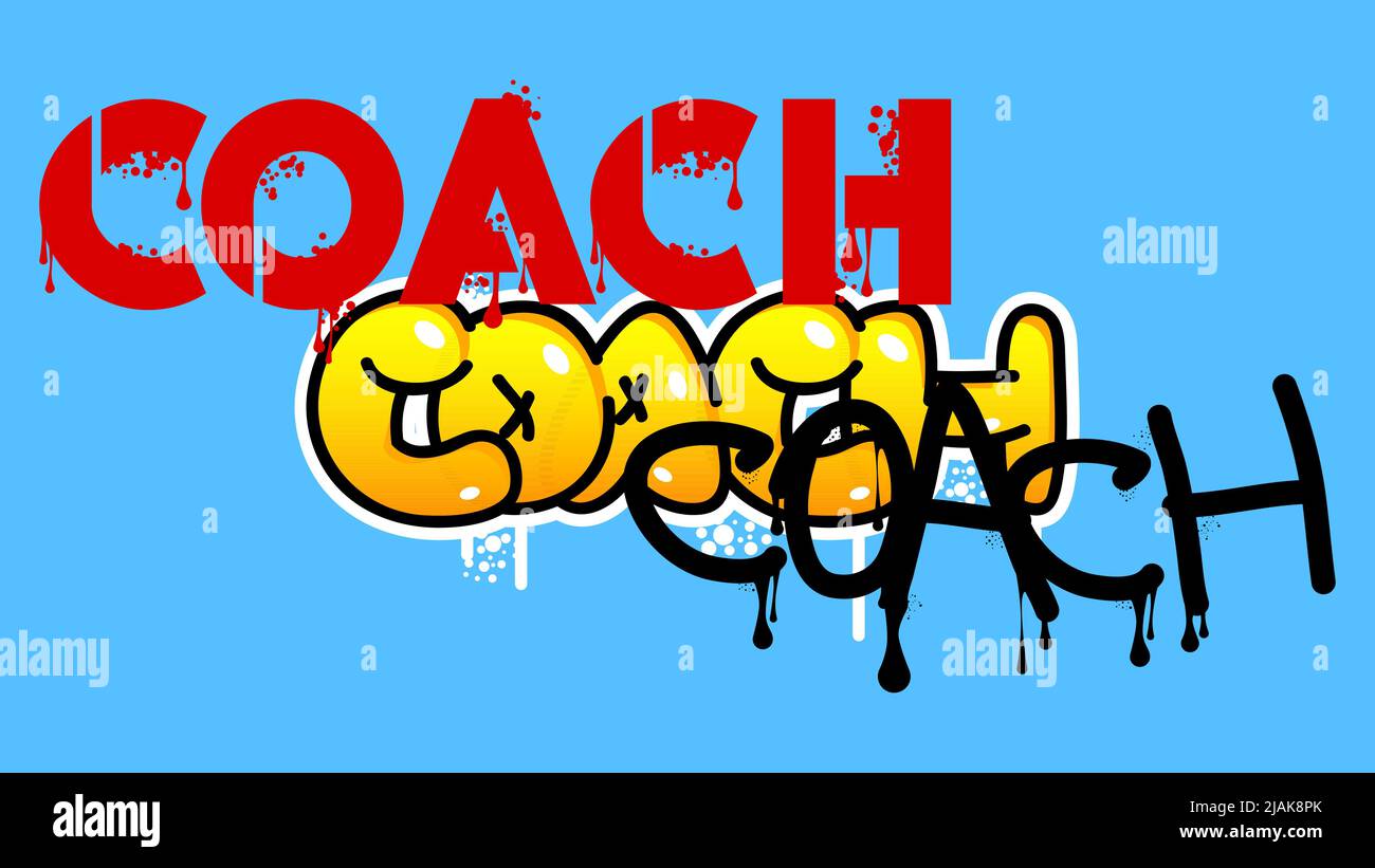 Coach. Graffiti tag. Abstract modern street art decoration performed in ...