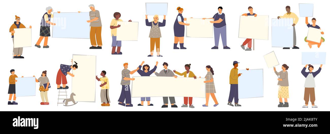 People banner flat set with isolated human characters of single persons ...