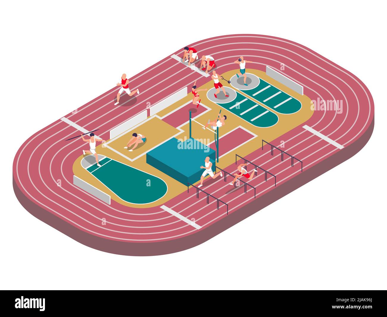 Sportsman athletics isometric composition with view of stadium with ...