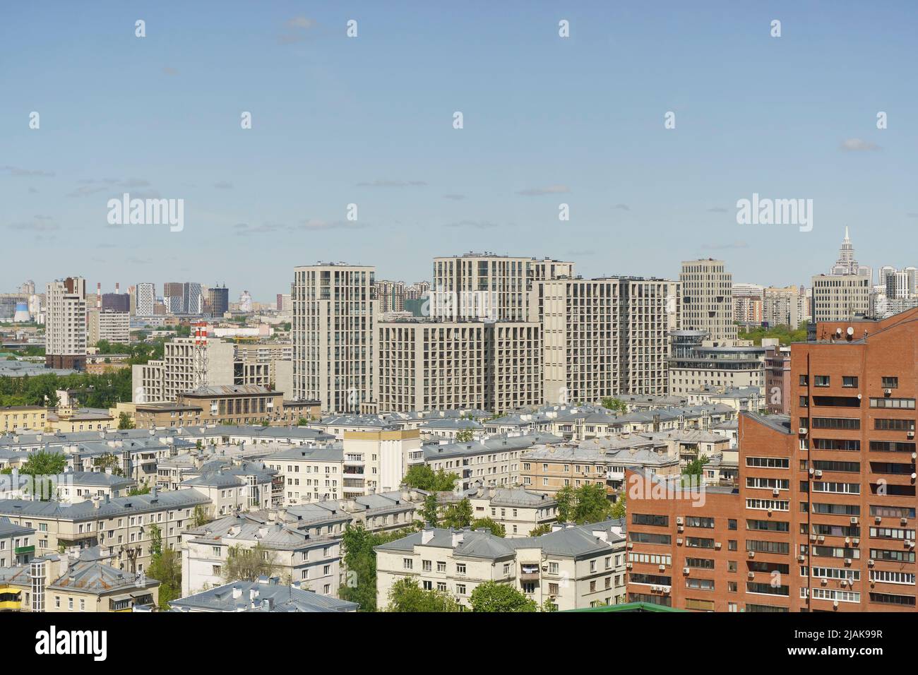 Cityscape of Moscow with modern and old architecture. Chaotic urban ...