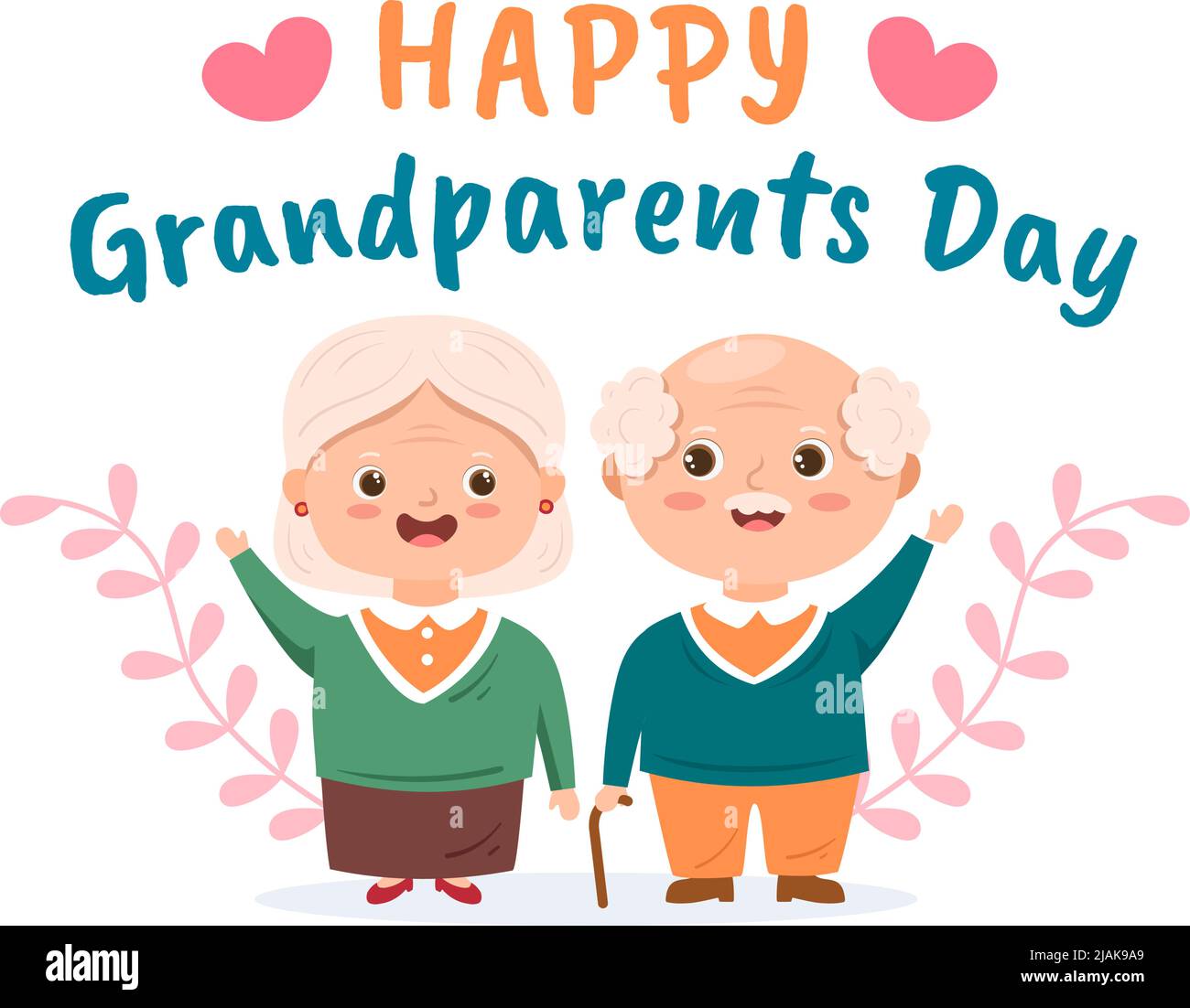 Happy Grandparents Day Cute Cartoon Illustration with Older Couple ...