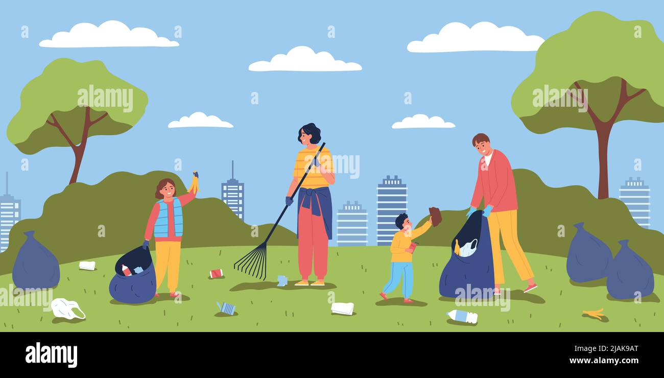 Ecology pollution cleaning composition with urban scenery cityscape and ...