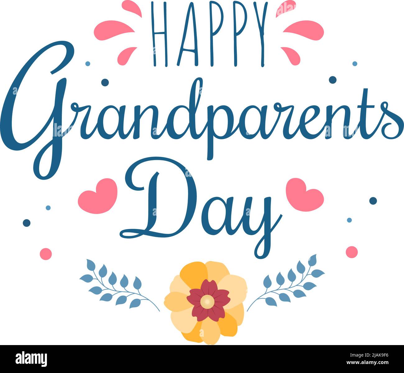 Happy Grandparents Day Cute Cartoon Illustration with Flower Decoration ...