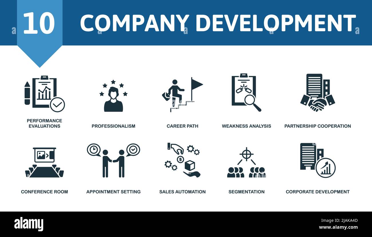Company Development set icon. Editable icons company development theme ...