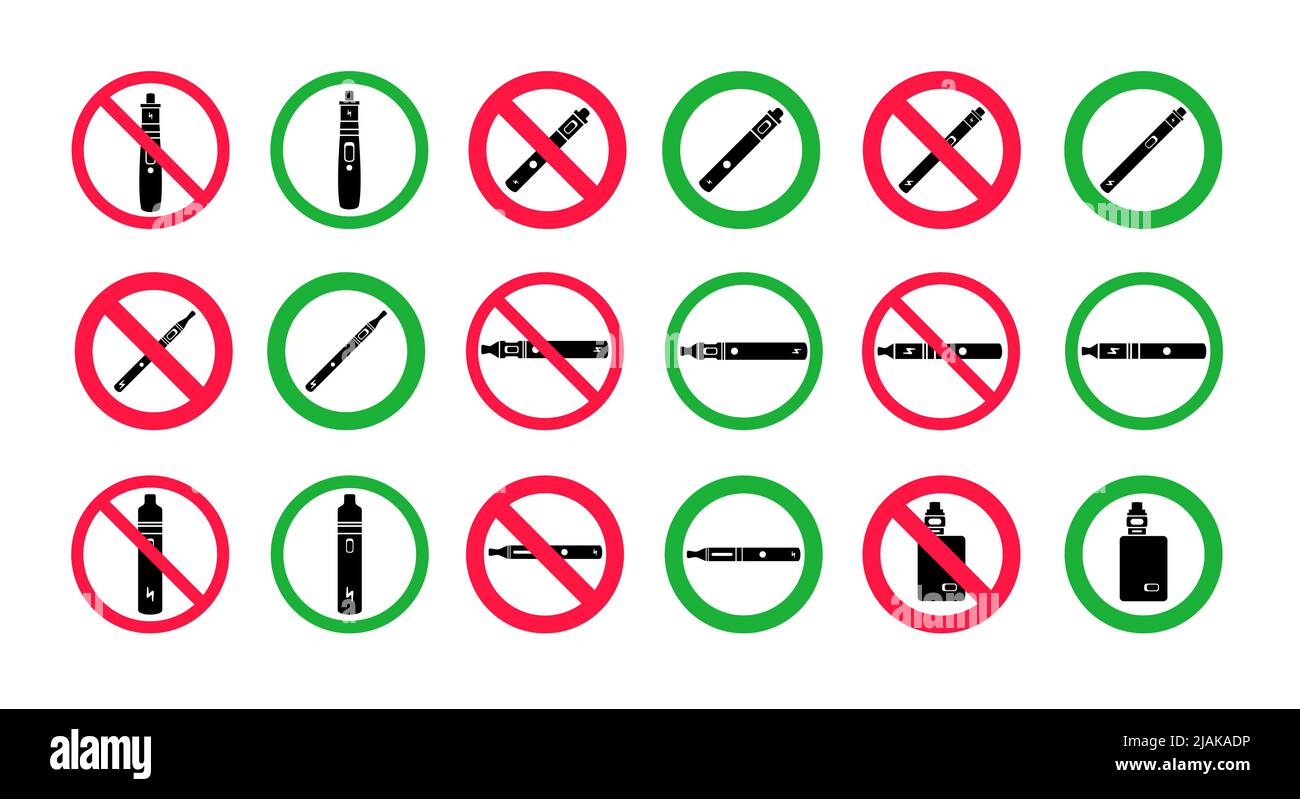 No vaping and vaping area signs. Red forbidden and green allowed ...