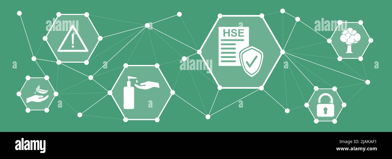 Concept of hse with connected icons Stock Photo - Alamy