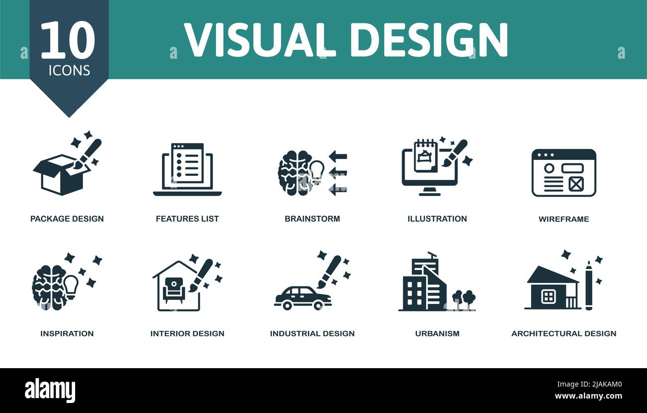 Visual Design set icon. Editable icons visual design theme such as ...