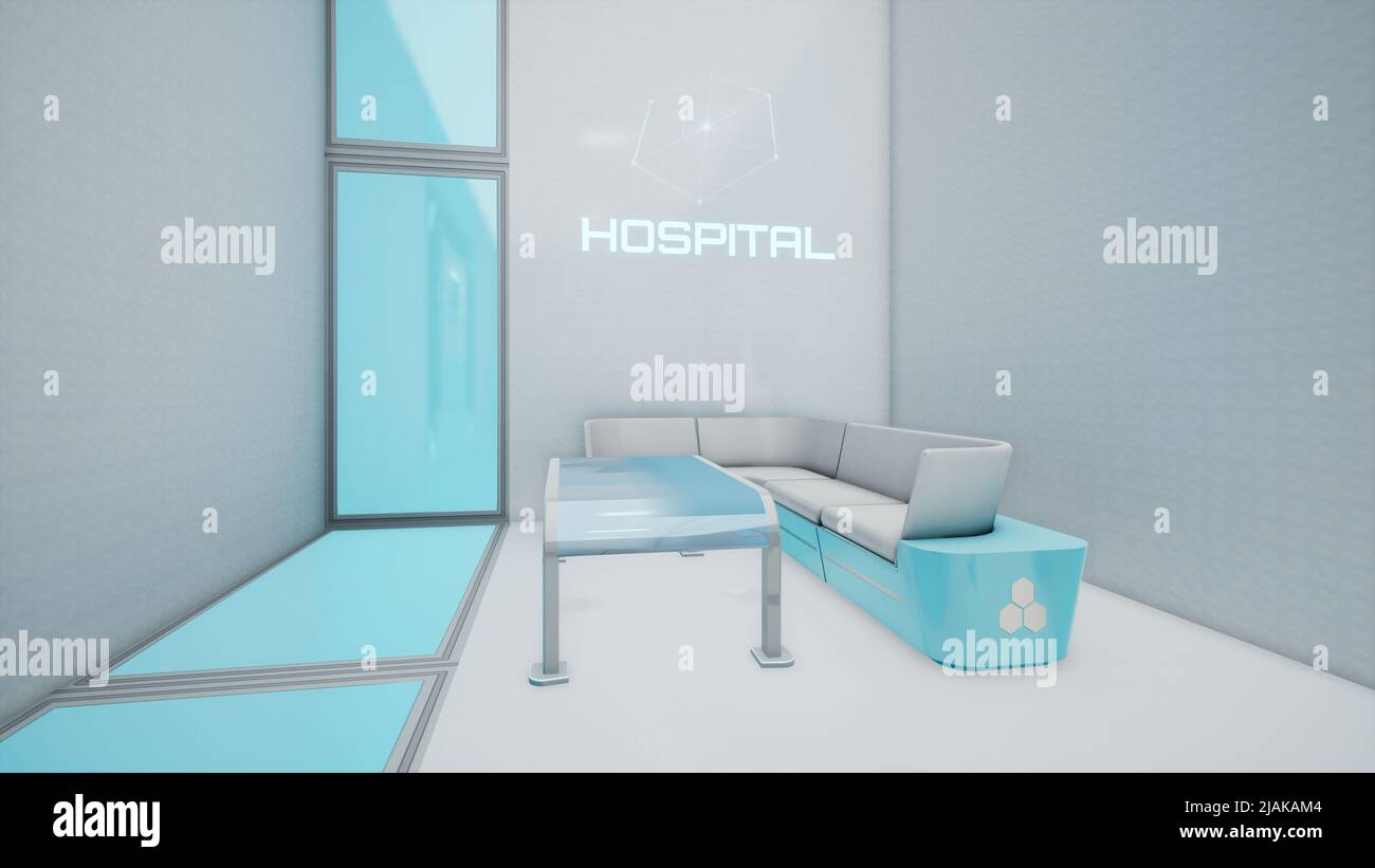 Futuristic hospital room in metaverse concept. 3d render Stock Photo ...