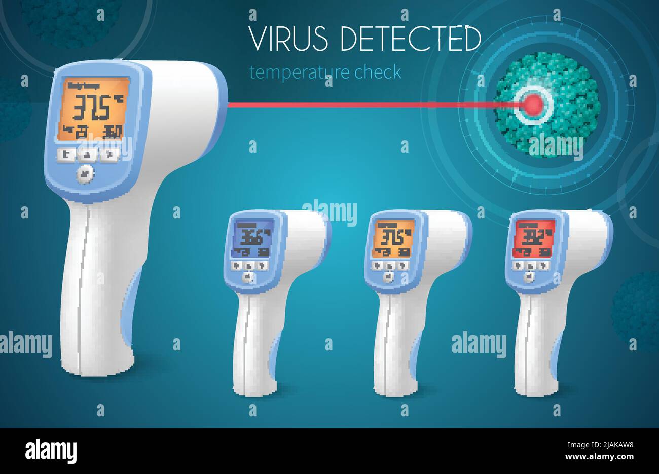 Virus detected realistic colored background demonstrated set of modern ...