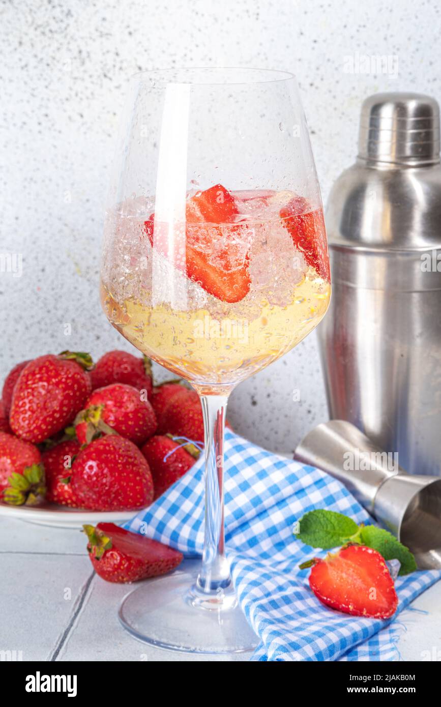 Rossini alcoholic cocktail with Italian sparkling wine and strawberry ...